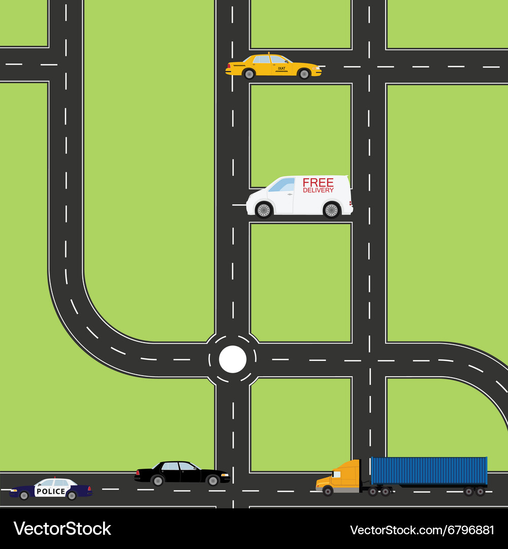 City Road Top View Royalty Free Vector Image - VectorStock