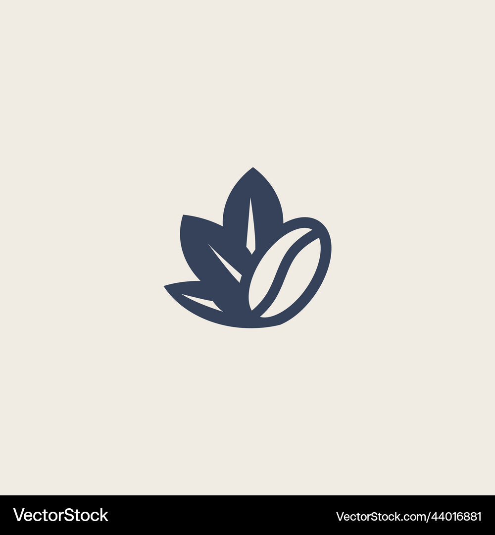 Coffee bean with leaf plant branch minimal logo Vector Image