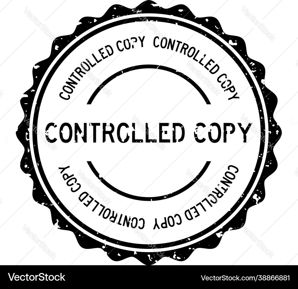 Grunge black controlled copy word round rubber Vector Image