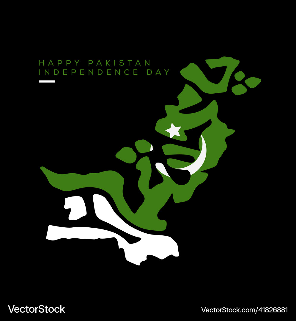 Happy pakistan independence day map Royalty Free Vector