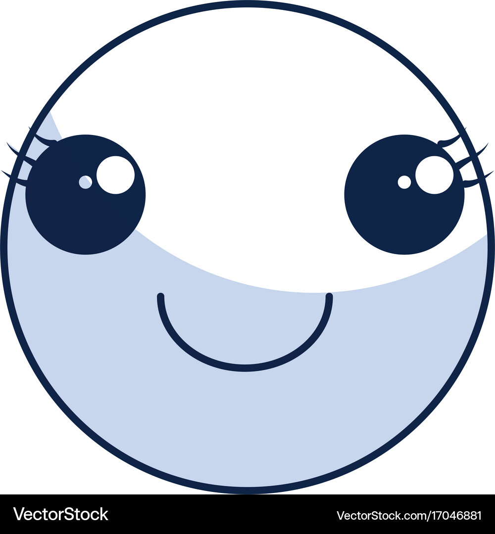 Kawaii circle face emoticon character Royalty Free Vector