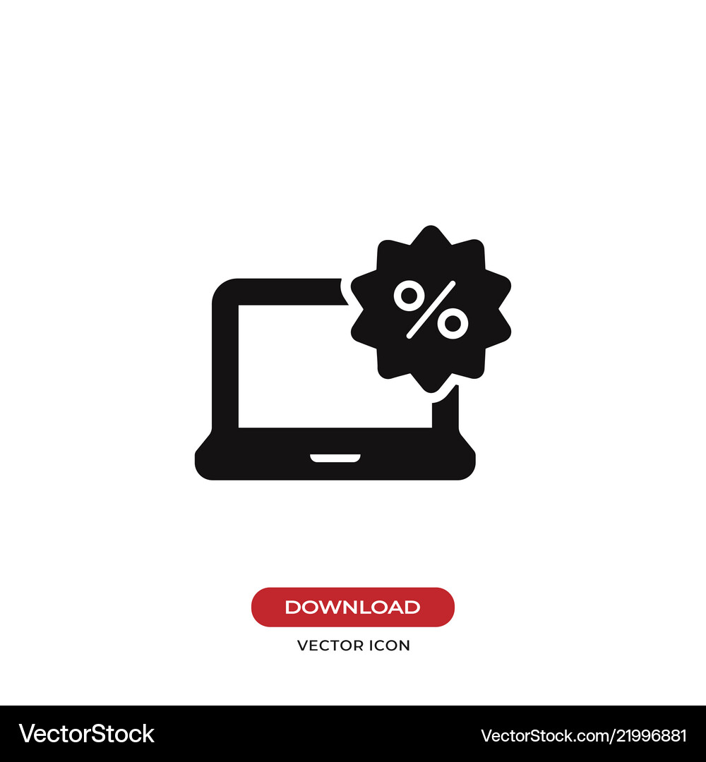 Laptop icon with percent sign Royalty Free Vector Image