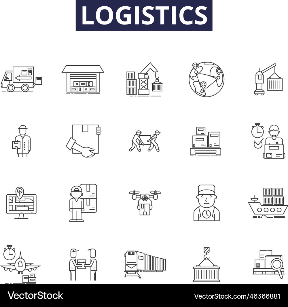 Logistics line icons and signs logistics Vector Image