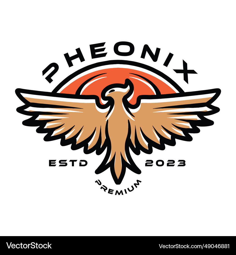 Phoenix bird logo design animal emblem badge Vector Image