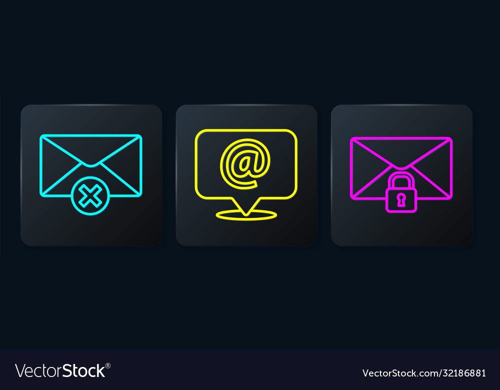 Set line delete envelope mail message lock Vector Image Set line delete envelope mail message lock Vector Image