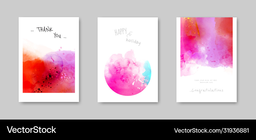 Watercolor hand-painted modern card set Royalty Free Vector