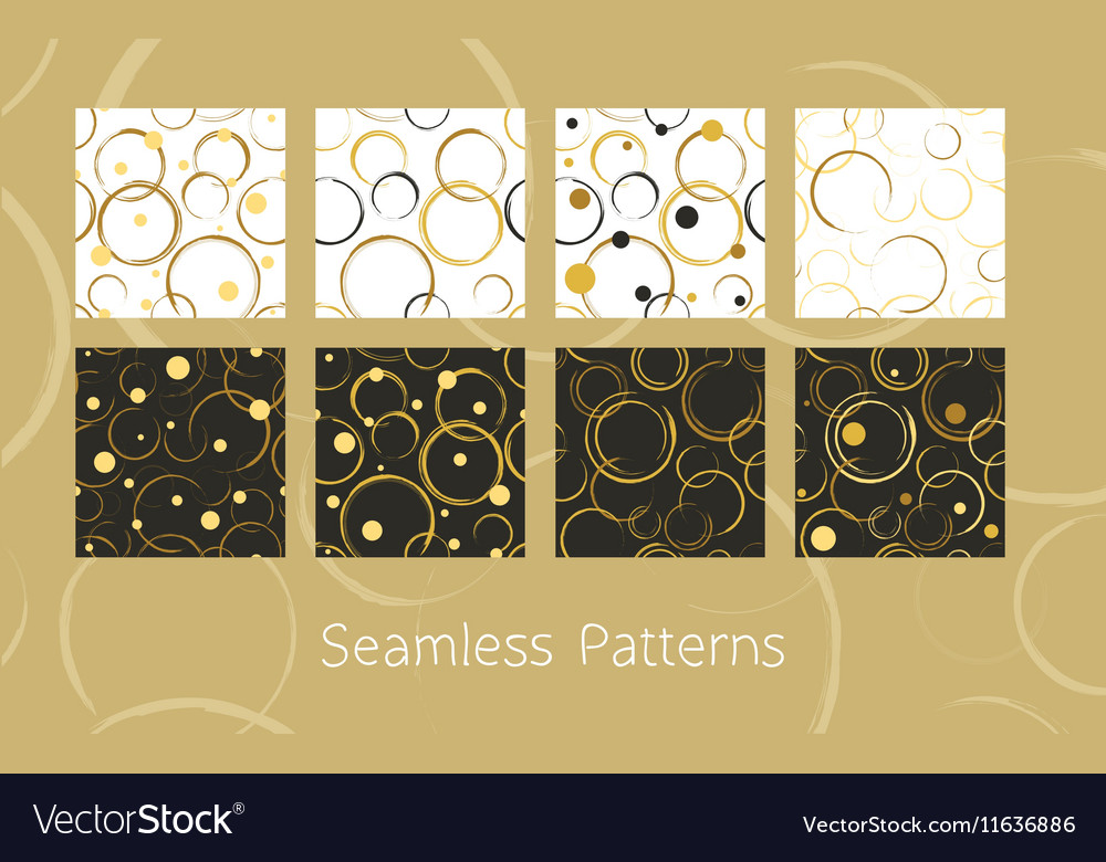 Abstract circles seamless patterns set Royalty Free Vector