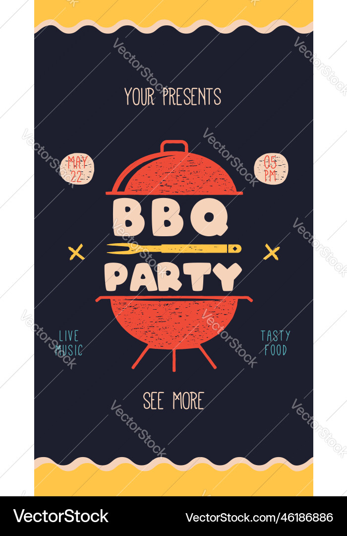 Bbq party card template grill square card Vector Image