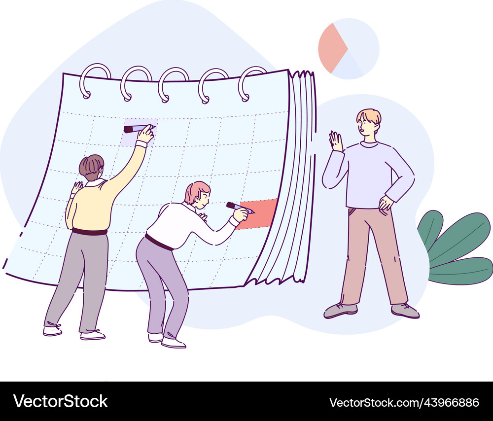 Business people planning event deadline Royalty Free Vector
