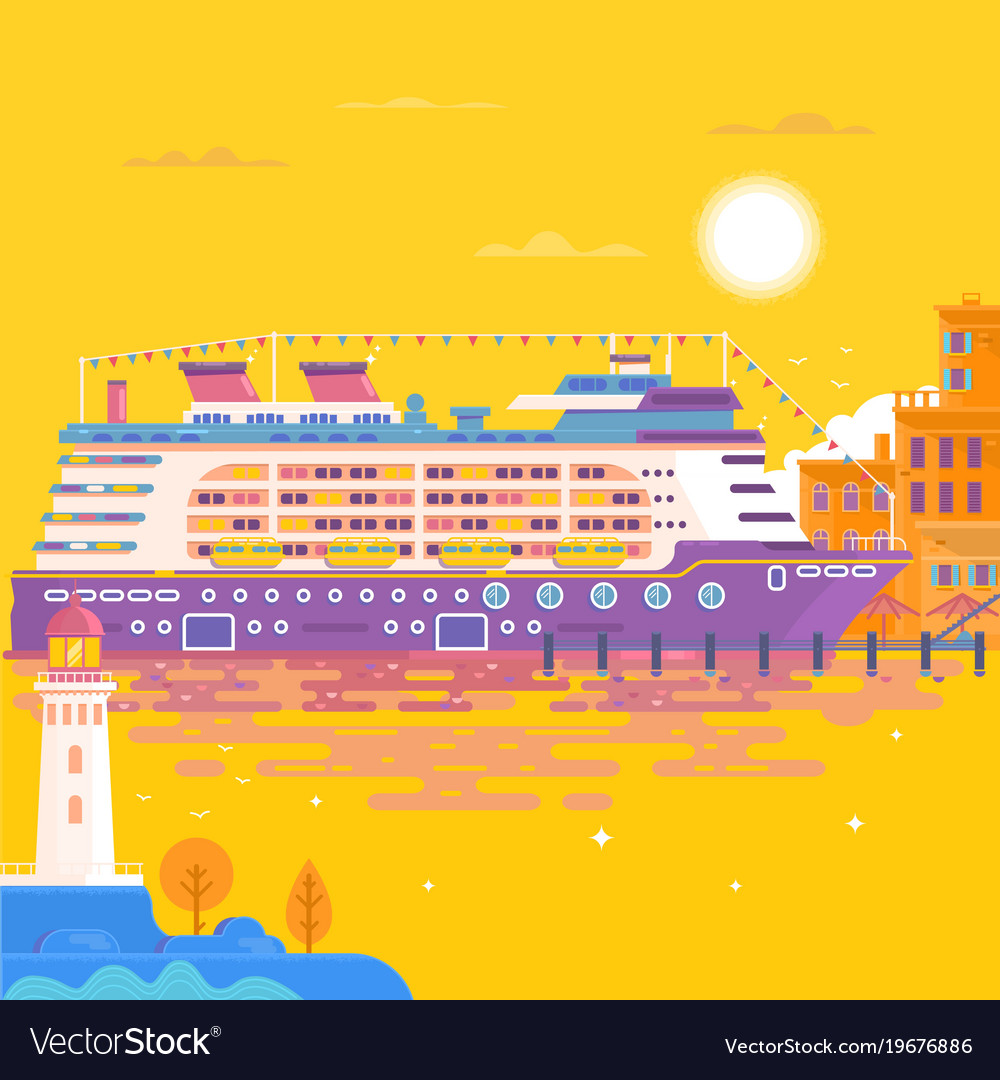 Coastal Cruise Ship Landscape Royalty Free Vector Image