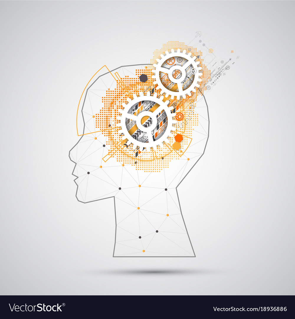 Creative brain concept background with triangular Vector Image
