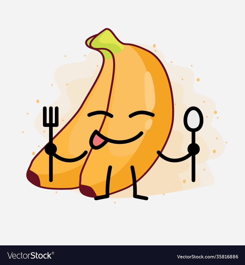 Cute banana fruit character Royalty Free Vector Image