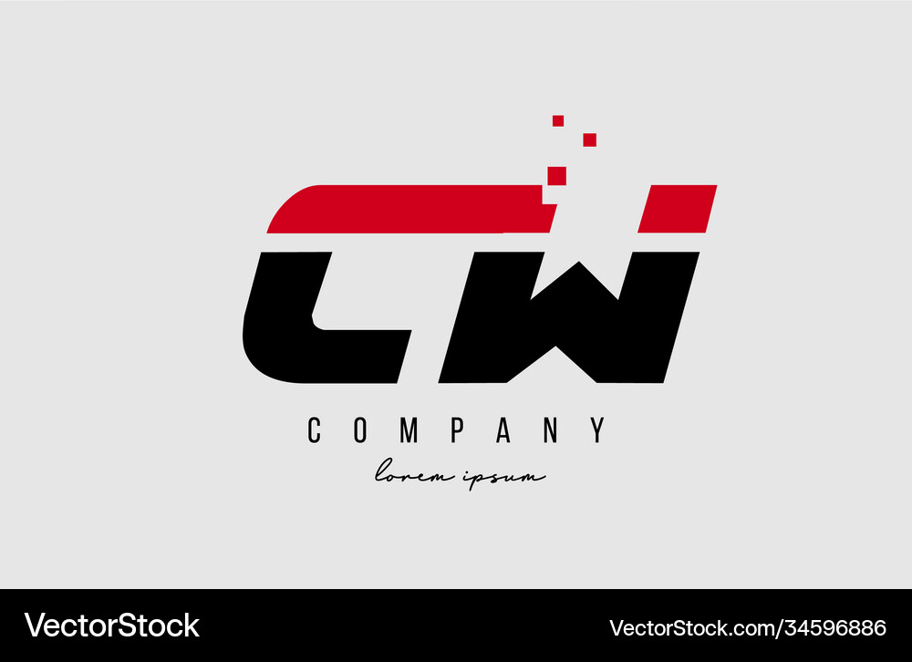 Cw c w alphabet letter logo combination in red Vector Image
