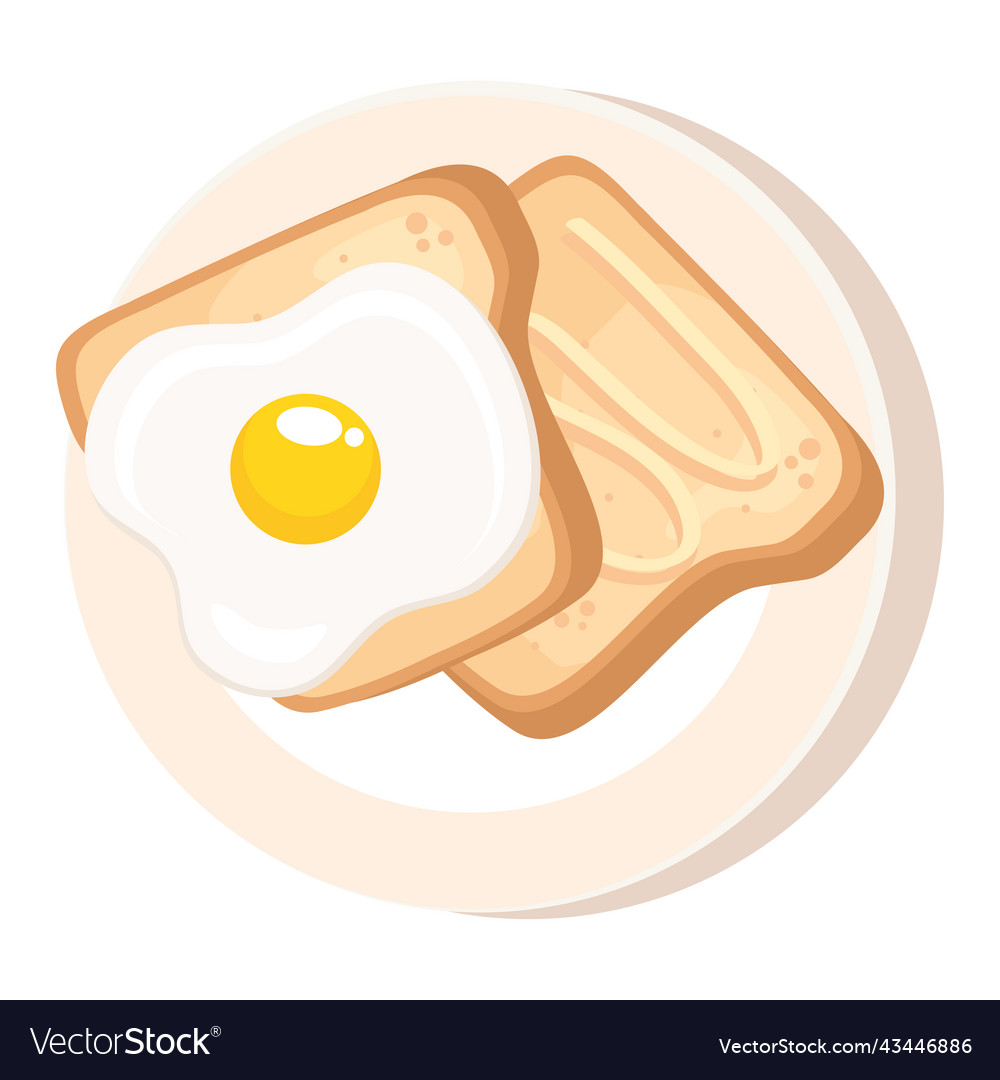 Egg fried in bread toast Royalty Free Vector Image Egg fried in bread toast Royalty Free Vector Image