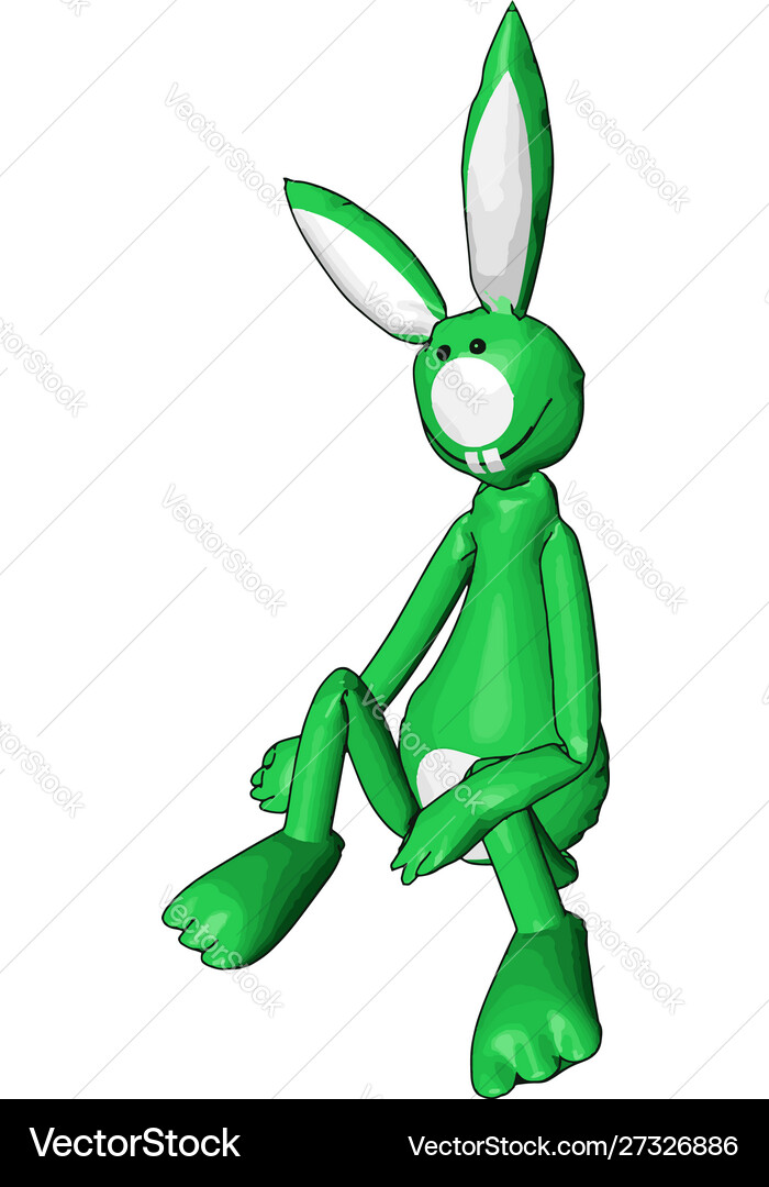 Green bunny toy on white background Royalty Free Vector