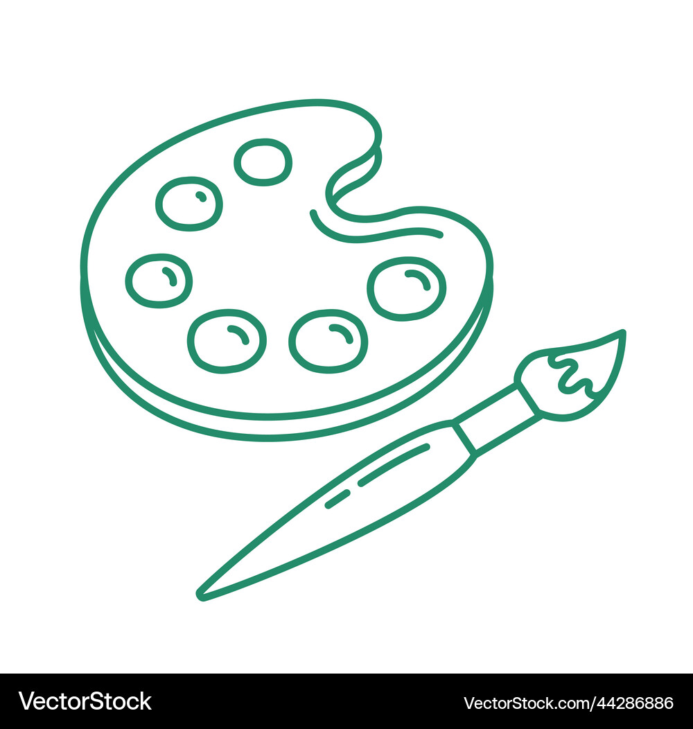 Green hand drawn palette with brush Royalty Free Vector