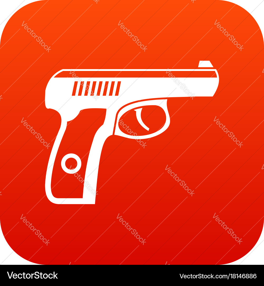 Gun icon digital red Royalty Free Vector Image