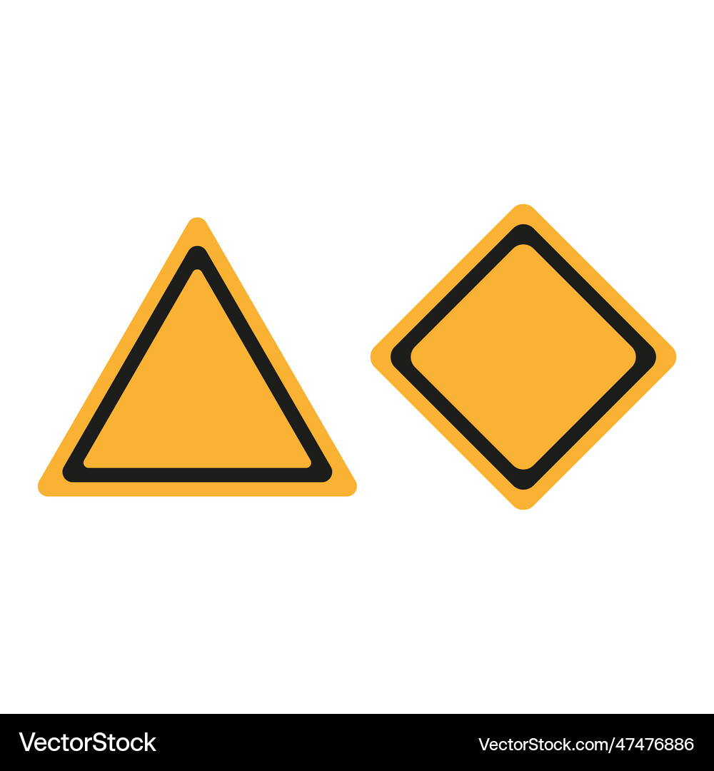 Hazard blank sign set warning sign yellow empty Vector Image