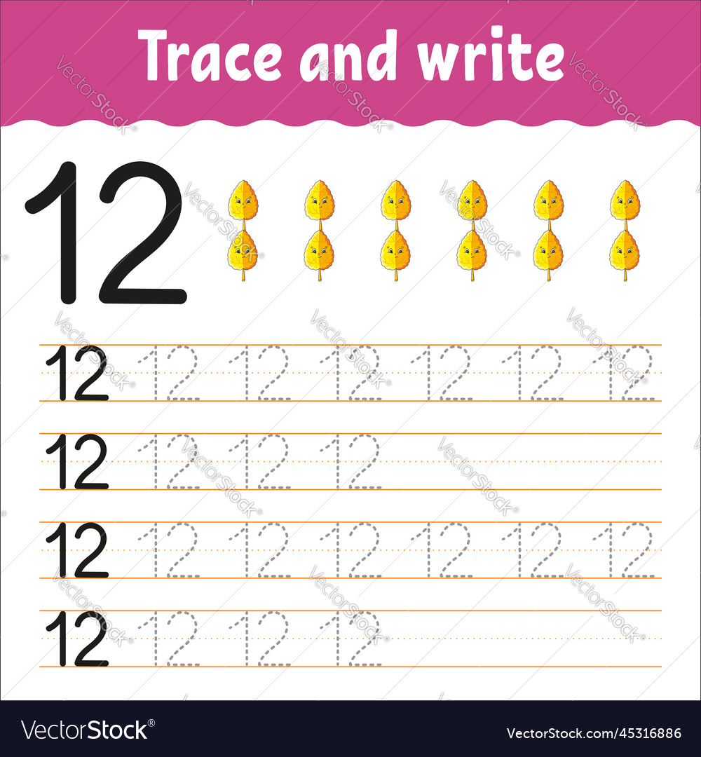 Learn numbers trace and write handwriting Vector Image