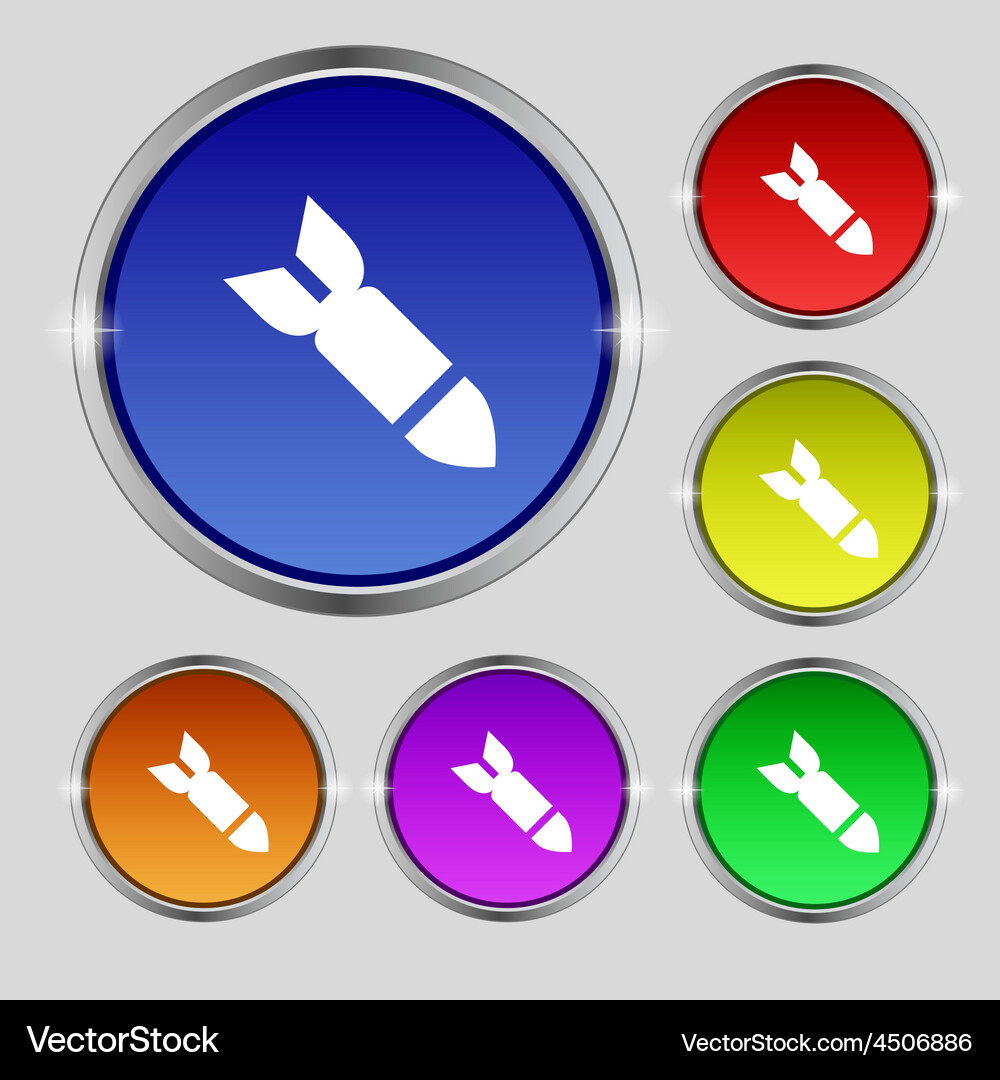 Missilerocket weapon icon sign round symbol Vector Image