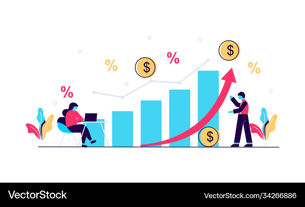 Money growth prediction and progress report Vector Image