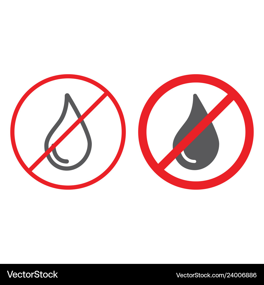 No water line and glyph icon prohibited Royalty Free Vector