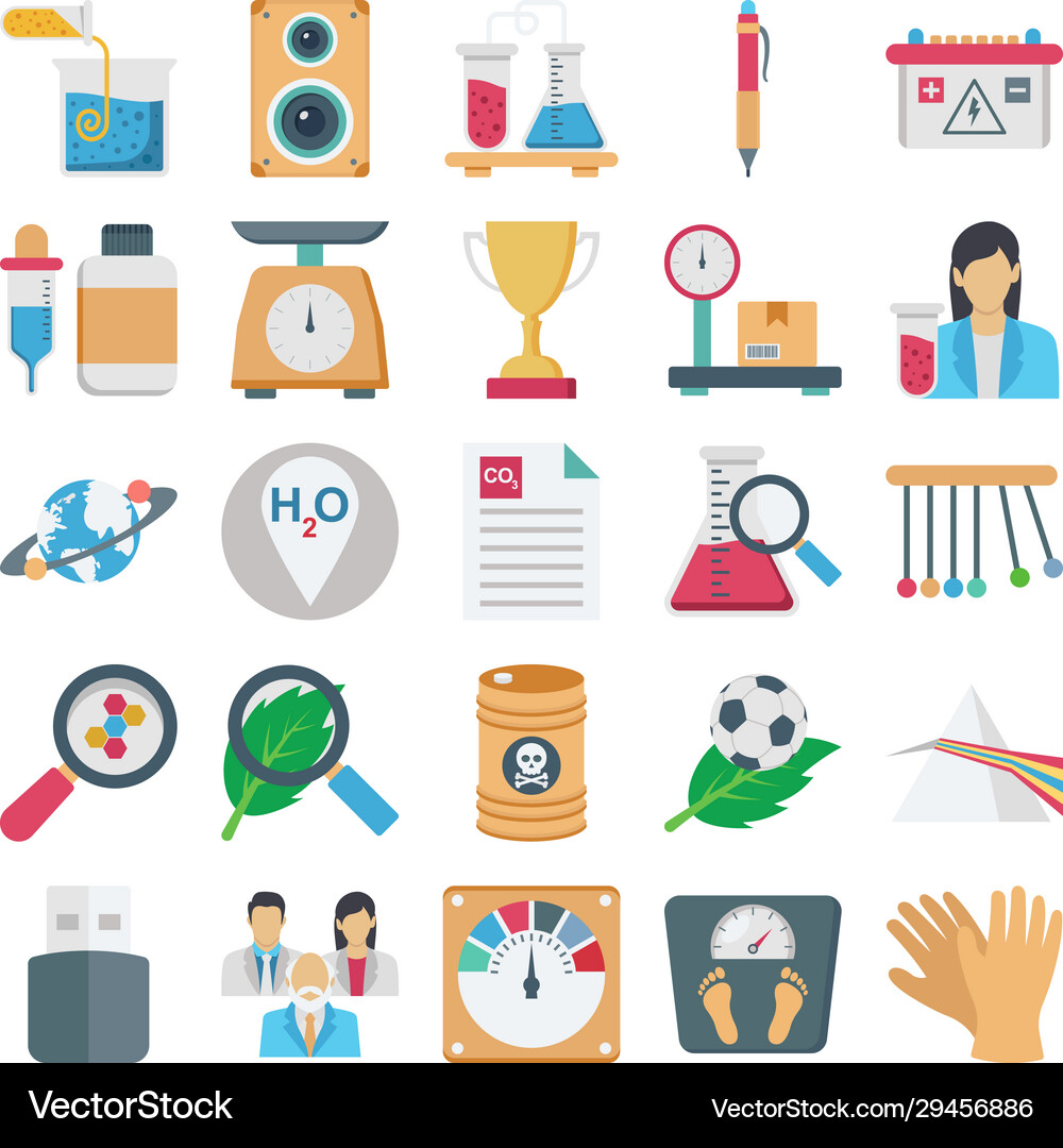 Science and technology color icons set eve Vector Image