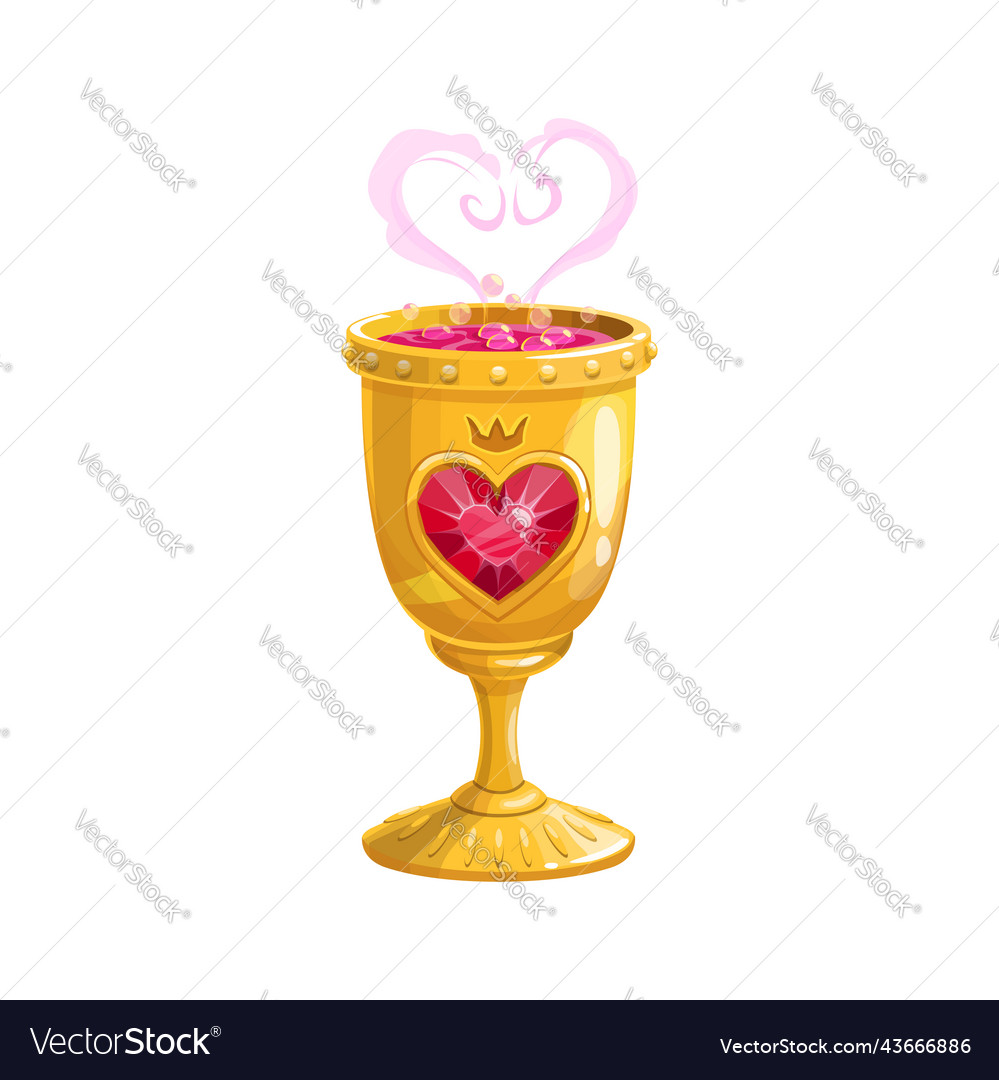 Valentine day magic love potion in golden cup Vector Image