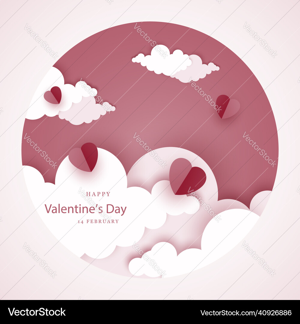 Valentines day background design in paper style Vector Image
