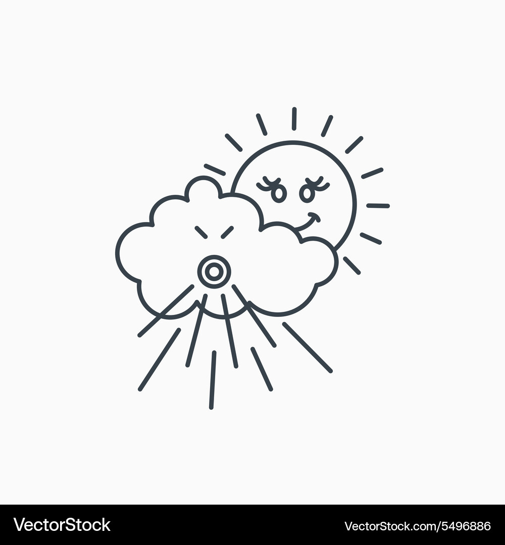 Wind icon cloud with sun and storm sign Royalty Free Vector