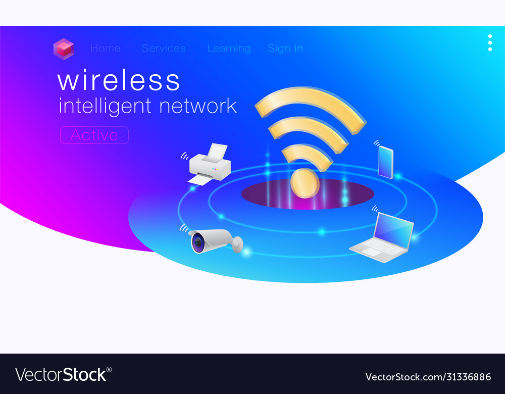 Wireless intelligent network Royalty Free Vector Image
