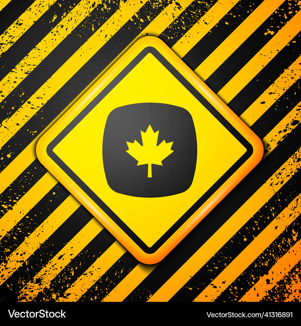 Black canadian maple leaf icon isolated on yellow Vector Image