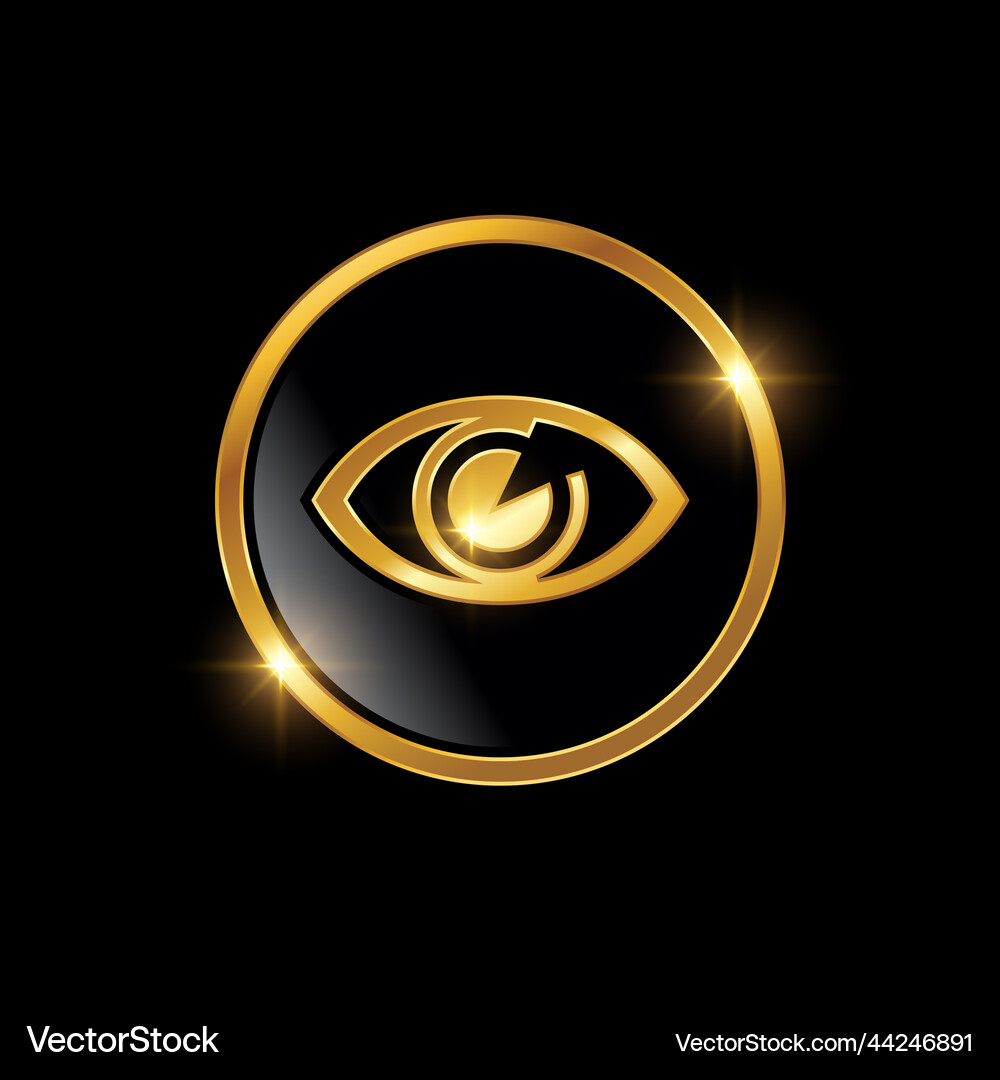 Golden eye symbol sign Royalty Free Vector Image