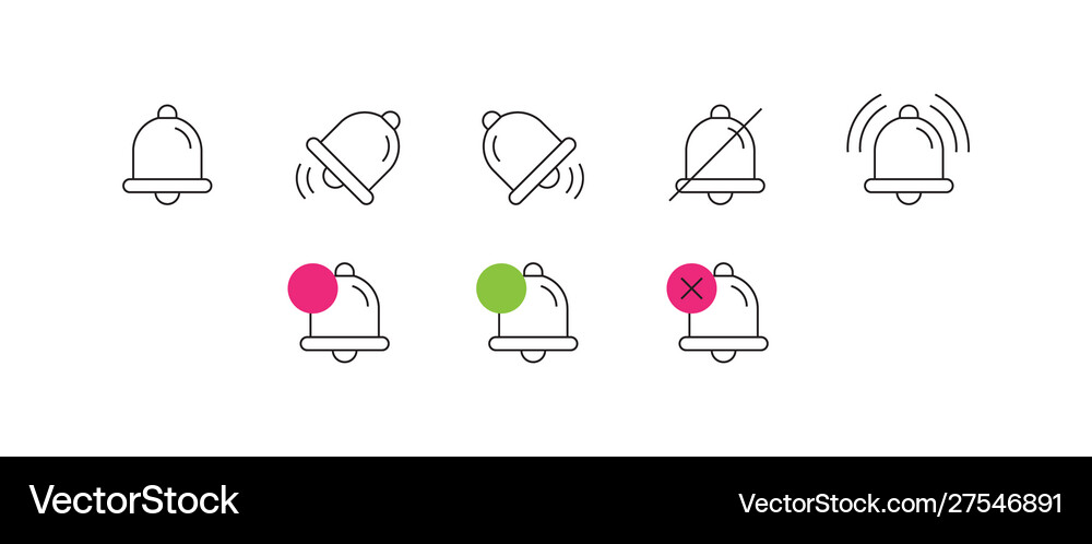 Notification icons bell alarm alert message Vector Image