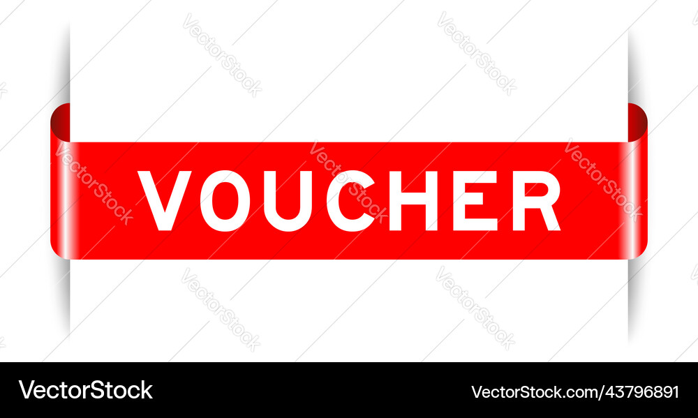Red color inserted label banner with word voucher Vector Image