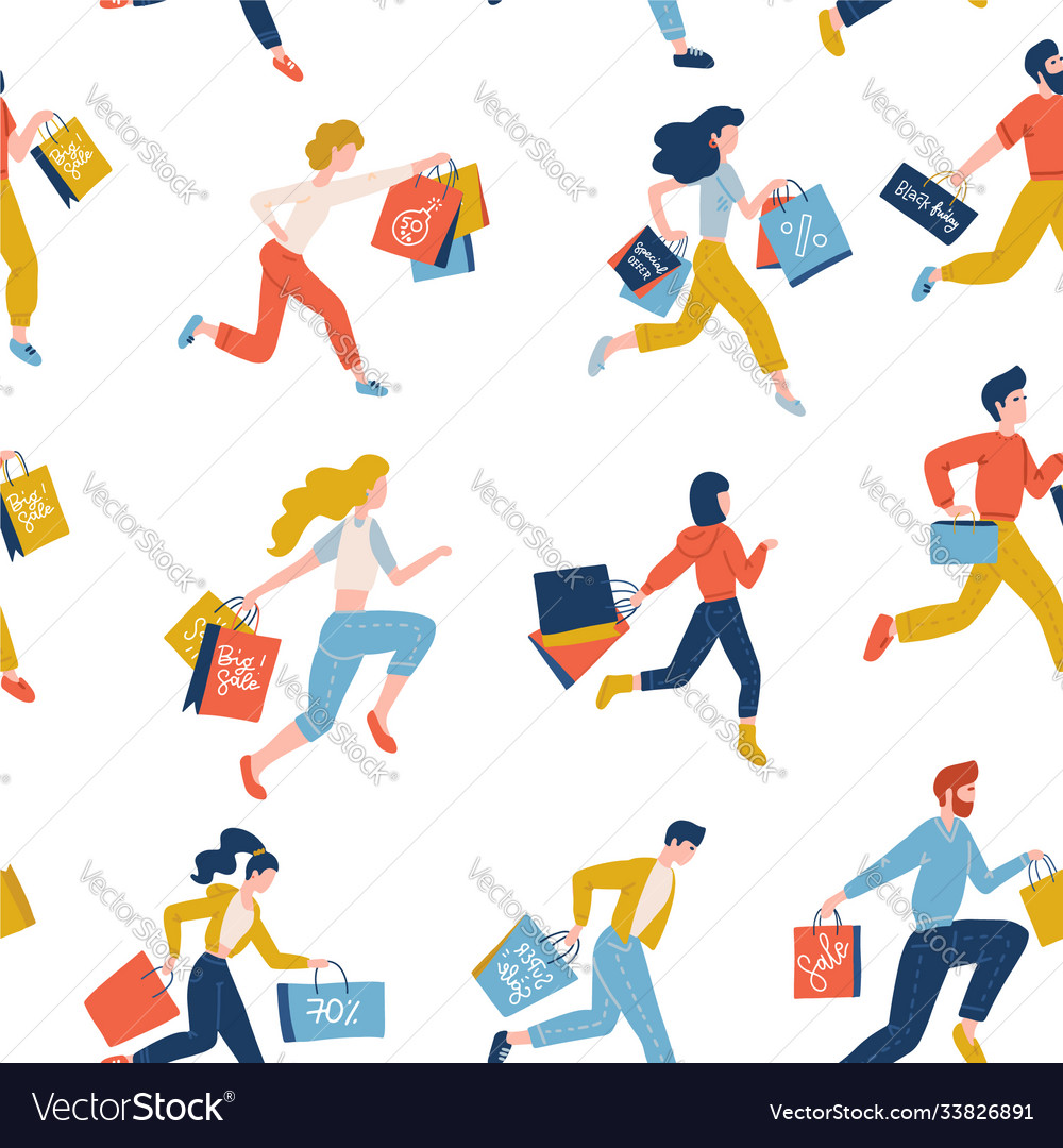 Seamless pattern trendy running men and womwn Vector Image
