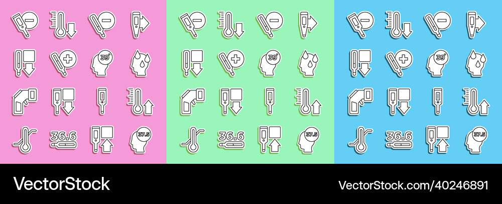 Set line high human body temperature meteorology Vector Image