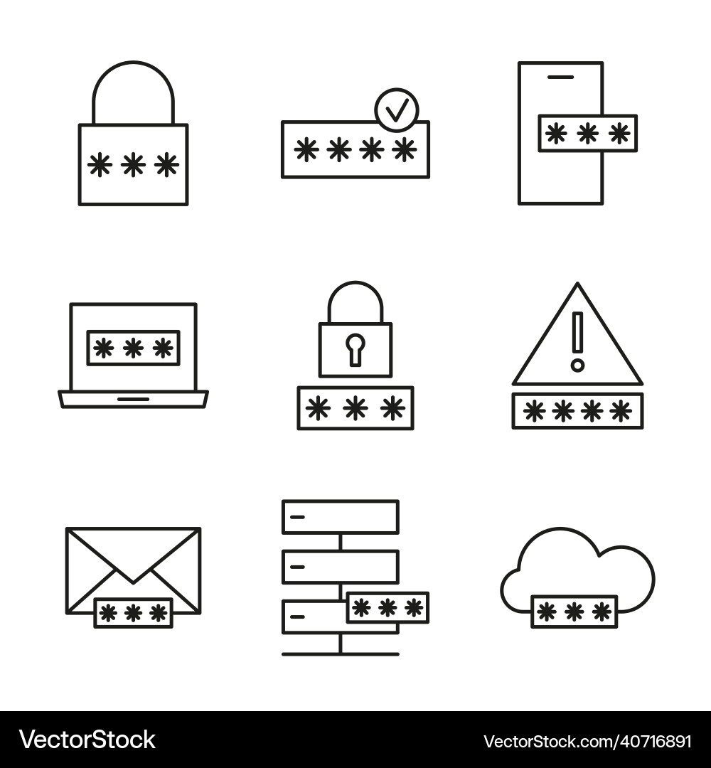 Set of icons password Royalty Free Vector Image