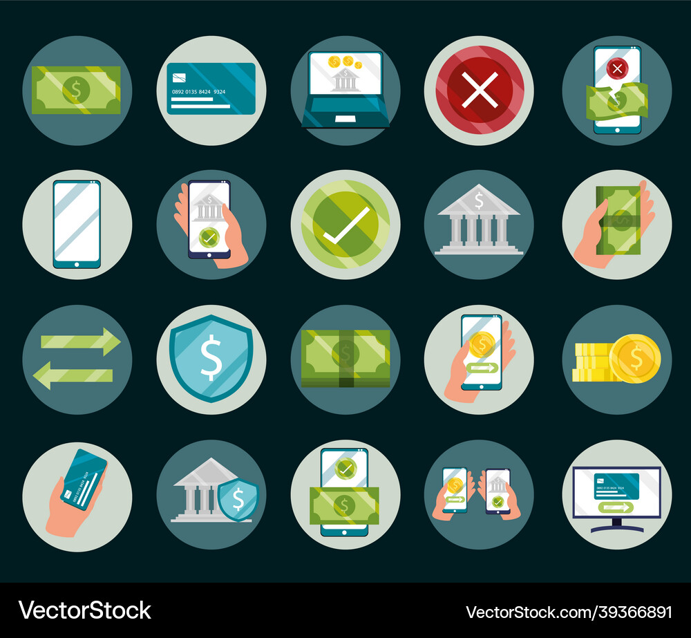 Set of money transaction Royalty Free Vector Image