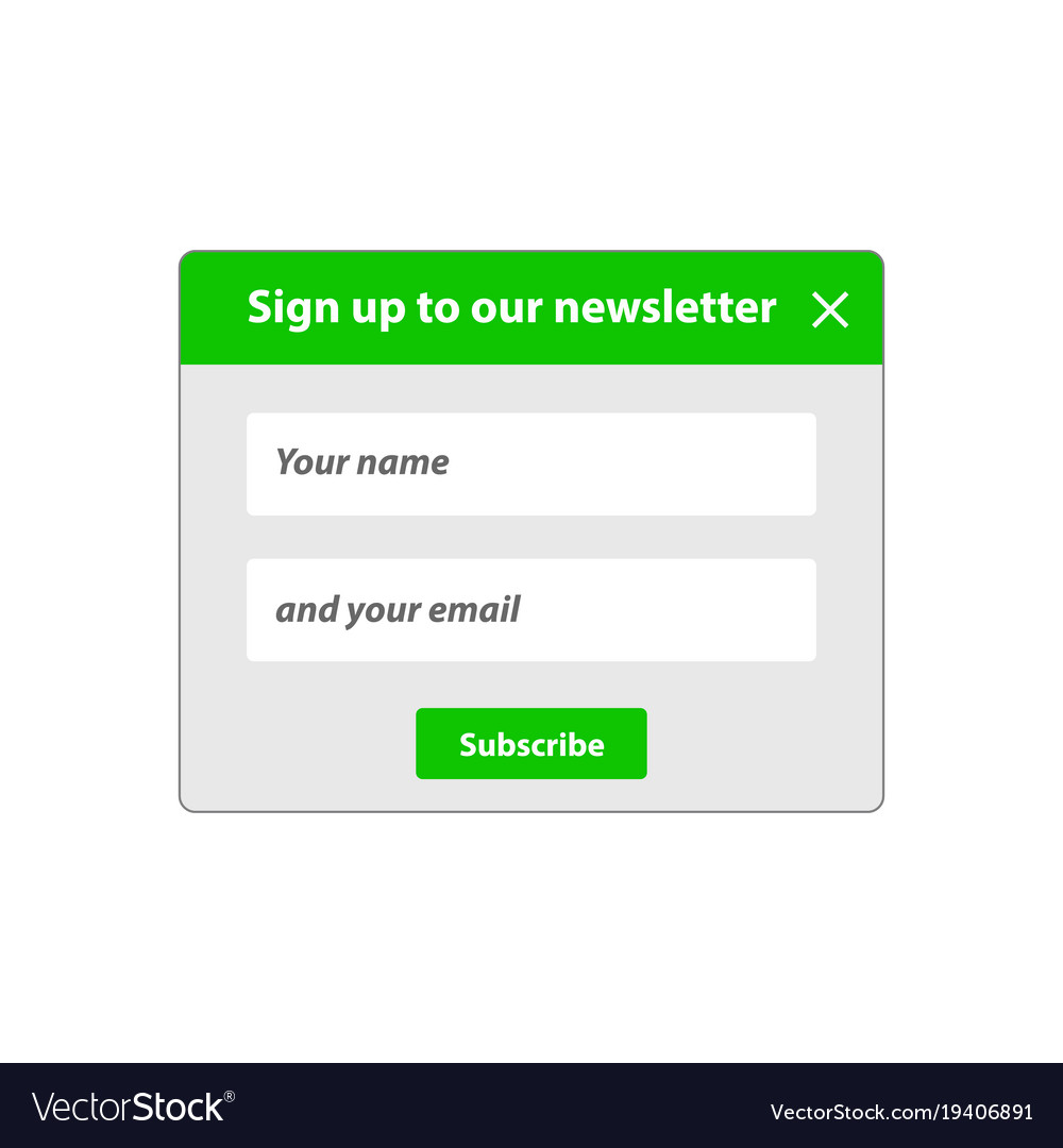 Subscription window Royalty Free Vector Image - VectorStock