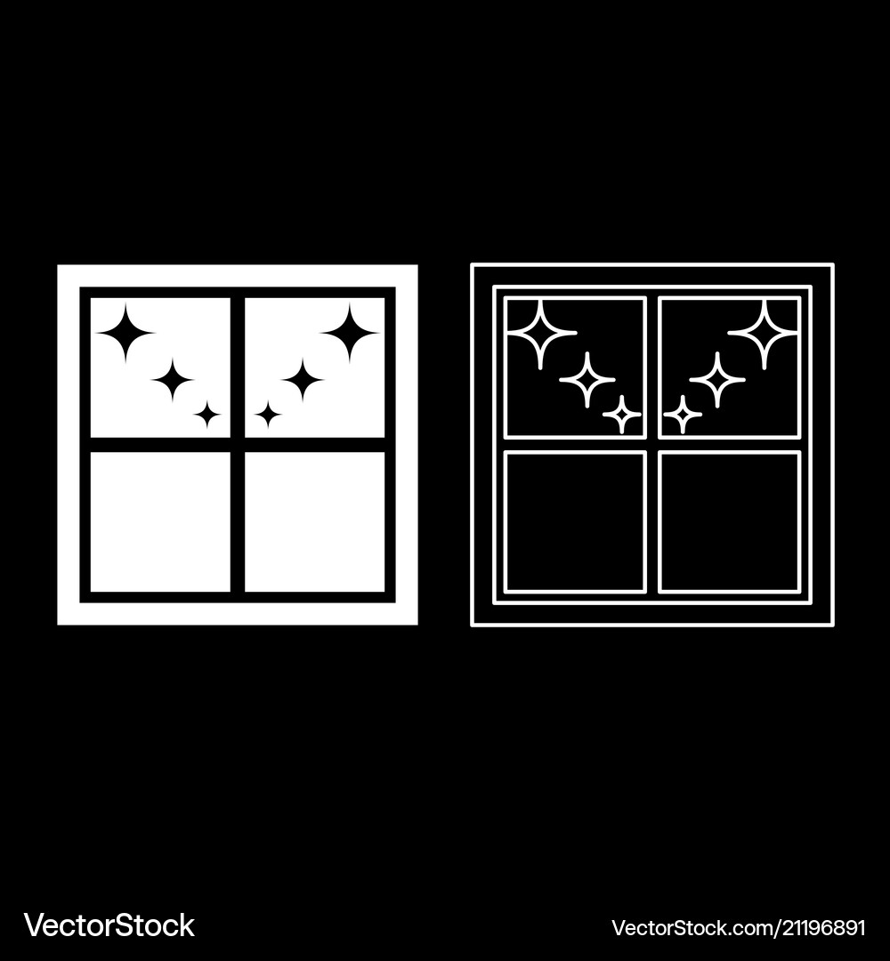 Window overlooking the night stars icon set white Vector Image