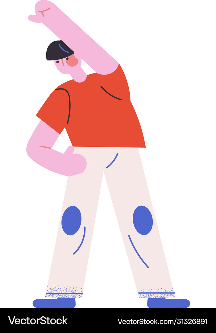 Young man doing morning exercises at home Vector Image