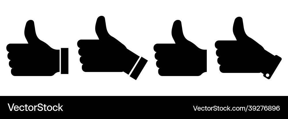 Black left thumbs up icon set like symbol hand Vector Image