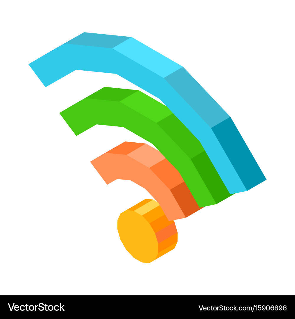 Bright wifi connection icon isolated 3d cartoon Vector Image
