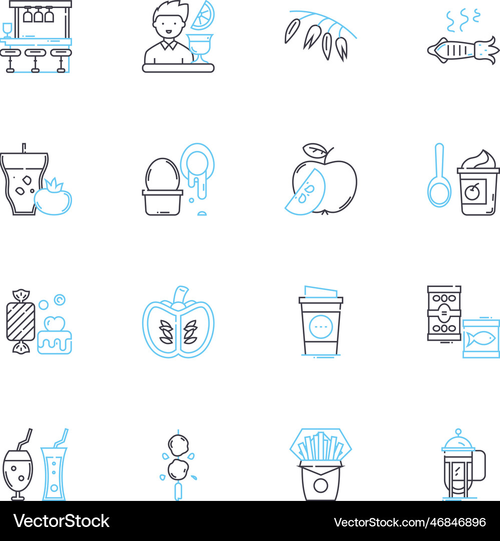 Food innovation linear icons set molecular Vector Image