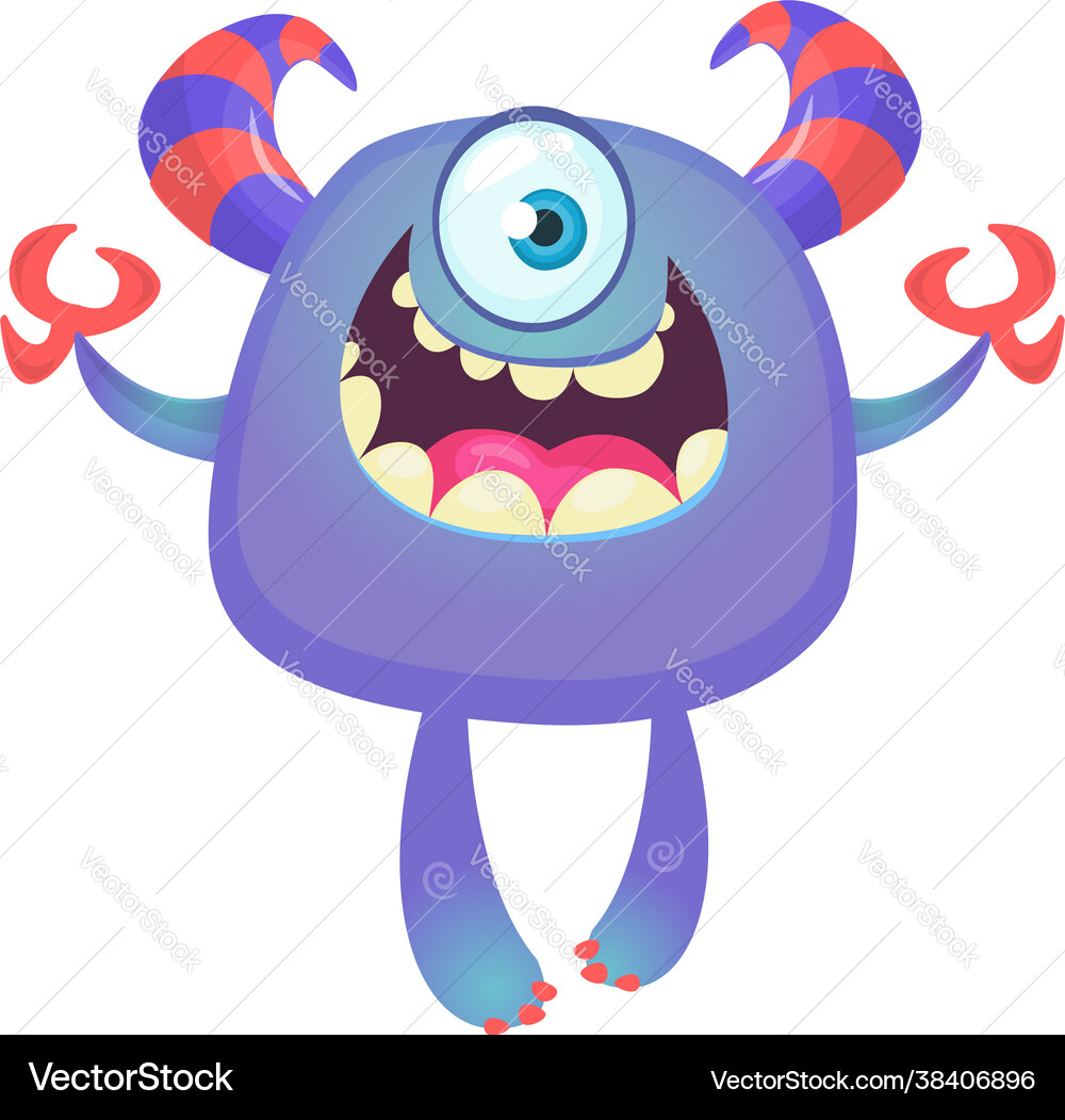 Funny cartoon monster excited character Royalty Free Vector
