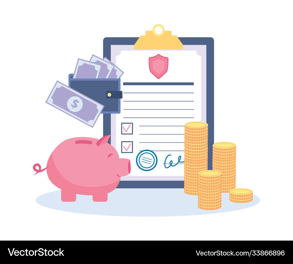 Insurance policy or business contract banner flat Vector Image