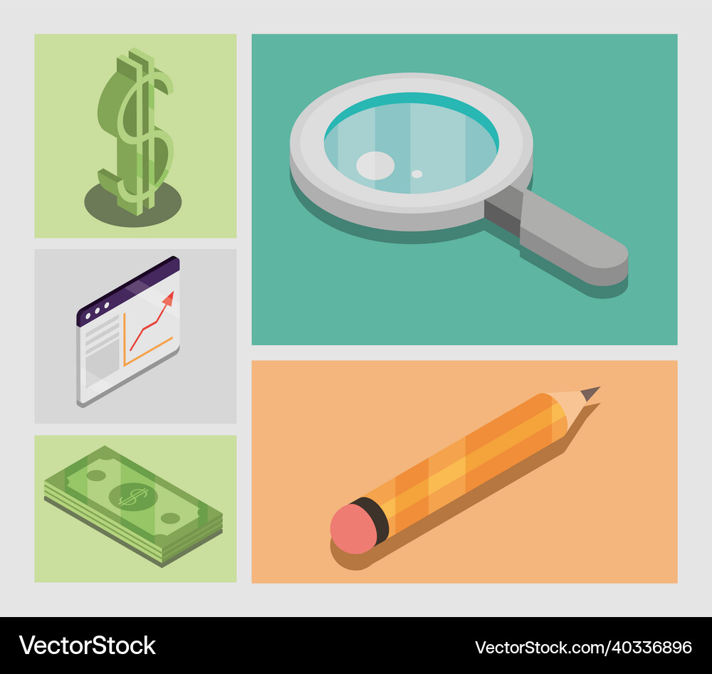 Money financial icons Royalty Free Vector Image