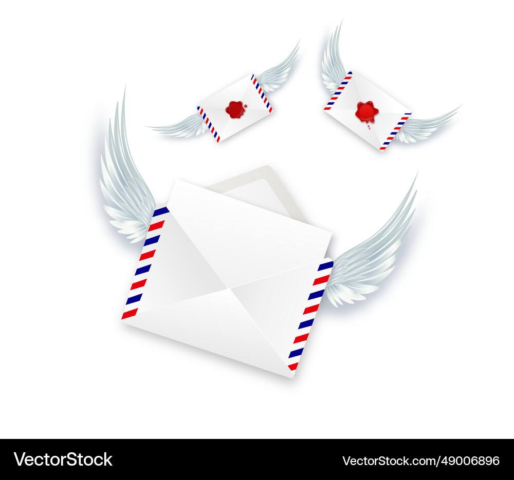 Paper envelope with angel wings letters be my Vector Image