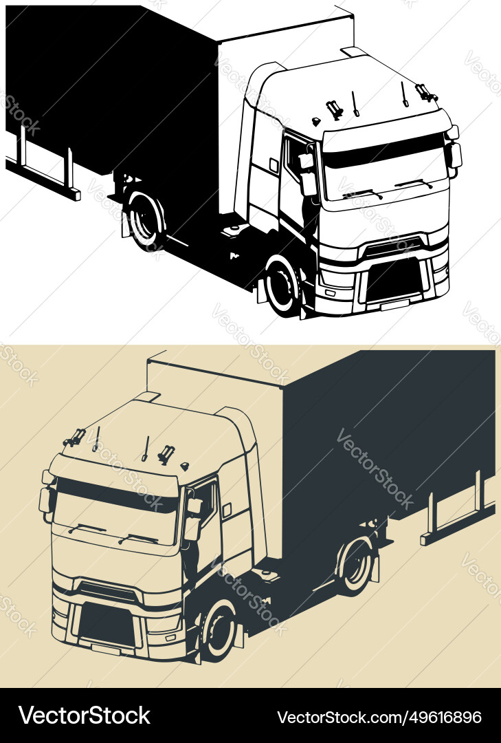 Semi trailer truck close up Royalty Free Vector Image